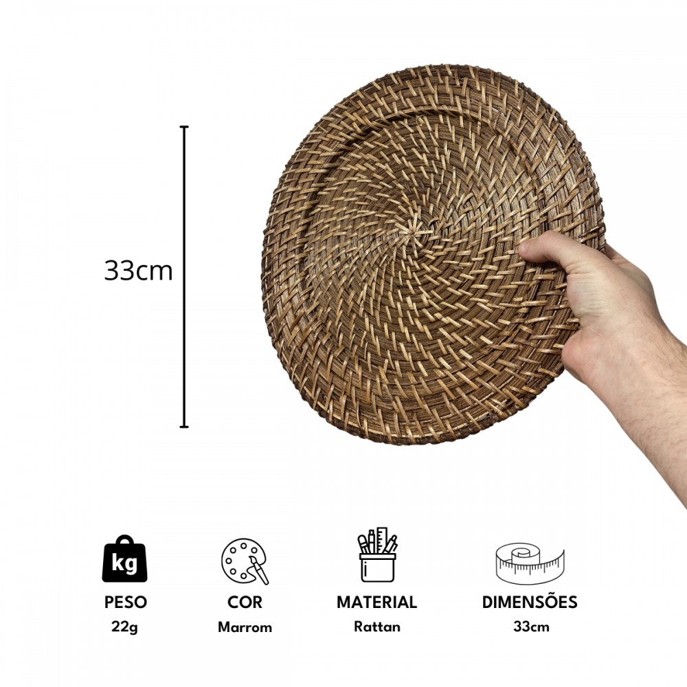 SOUSPLAT REDONDO RATTAN BEGE 33 CM